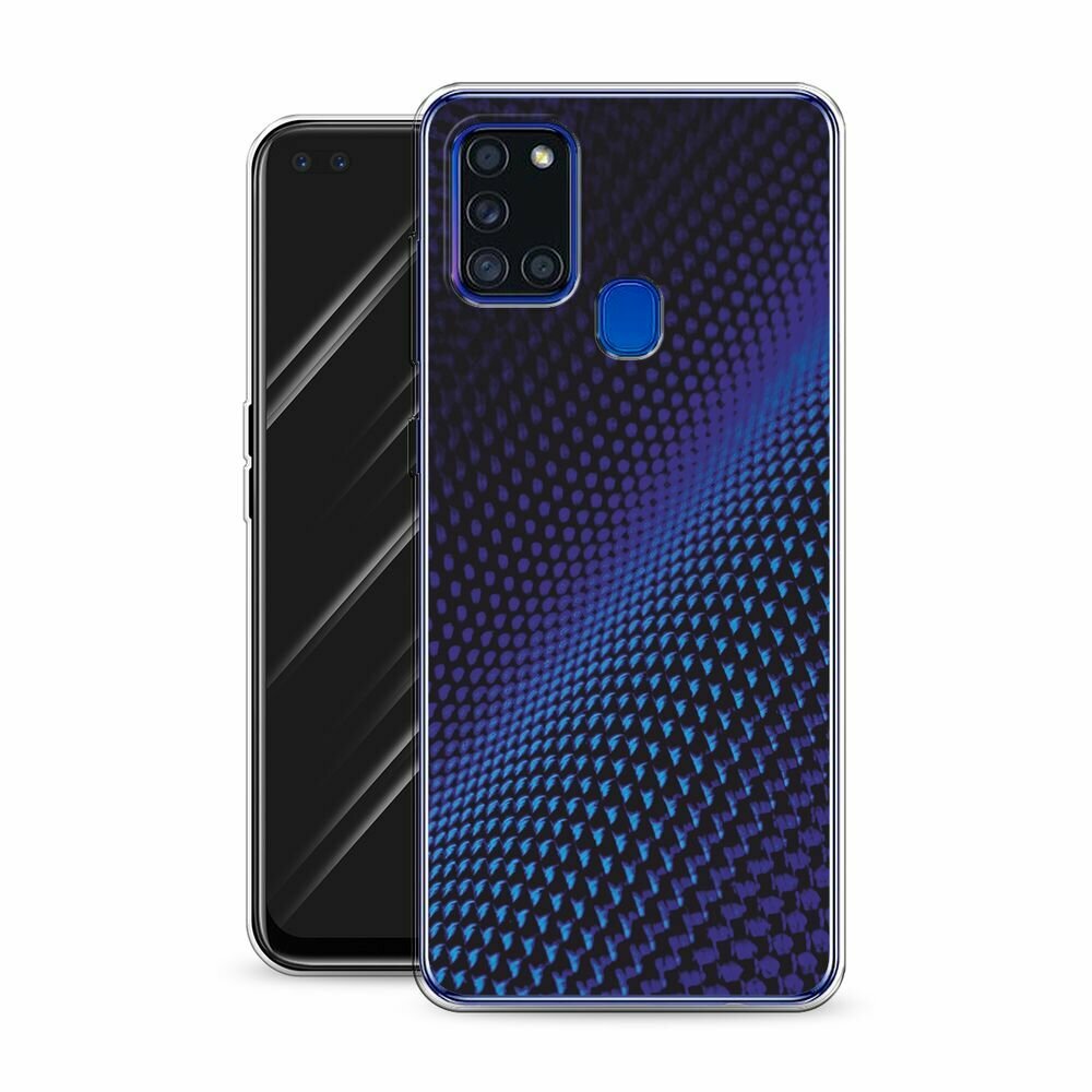Чехол на Samsung Galaxy A21s / Самсунг Галакси A21s с принтом "Синий карбон" — фото 1