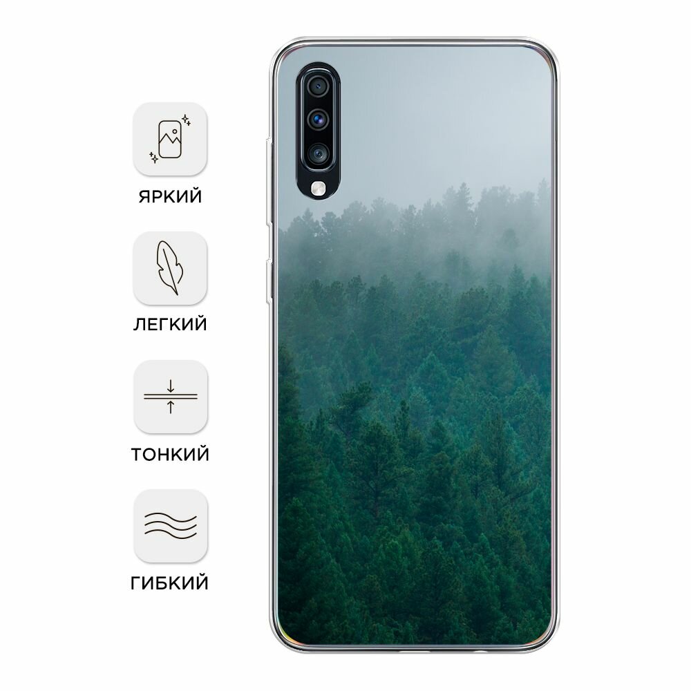 Чехол на Samsung Galaxy A70 / Самсунг Галакси А70 с принтом "Лес в облаках" — фото 1