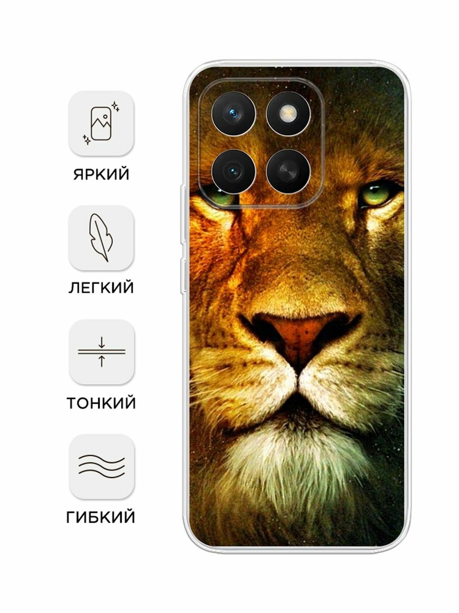Силиконовый чехол на Honor X8c / Хонор X8c с принтом "Лев арт 8" — фото 1
