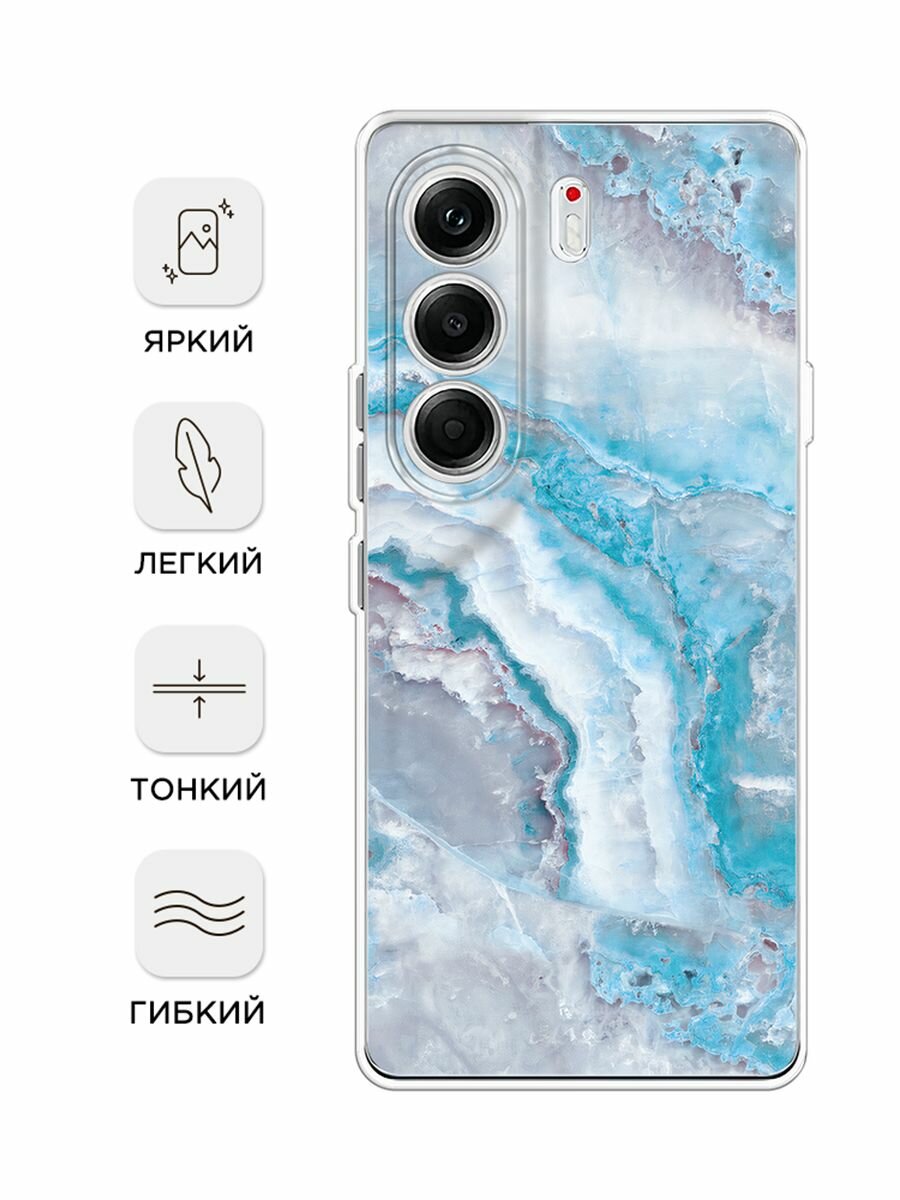 Чехол на Tecno Camon 40 Pro / Текно Камон 40 Про с принтом "Нежно-голубой мрамор" — фото 1