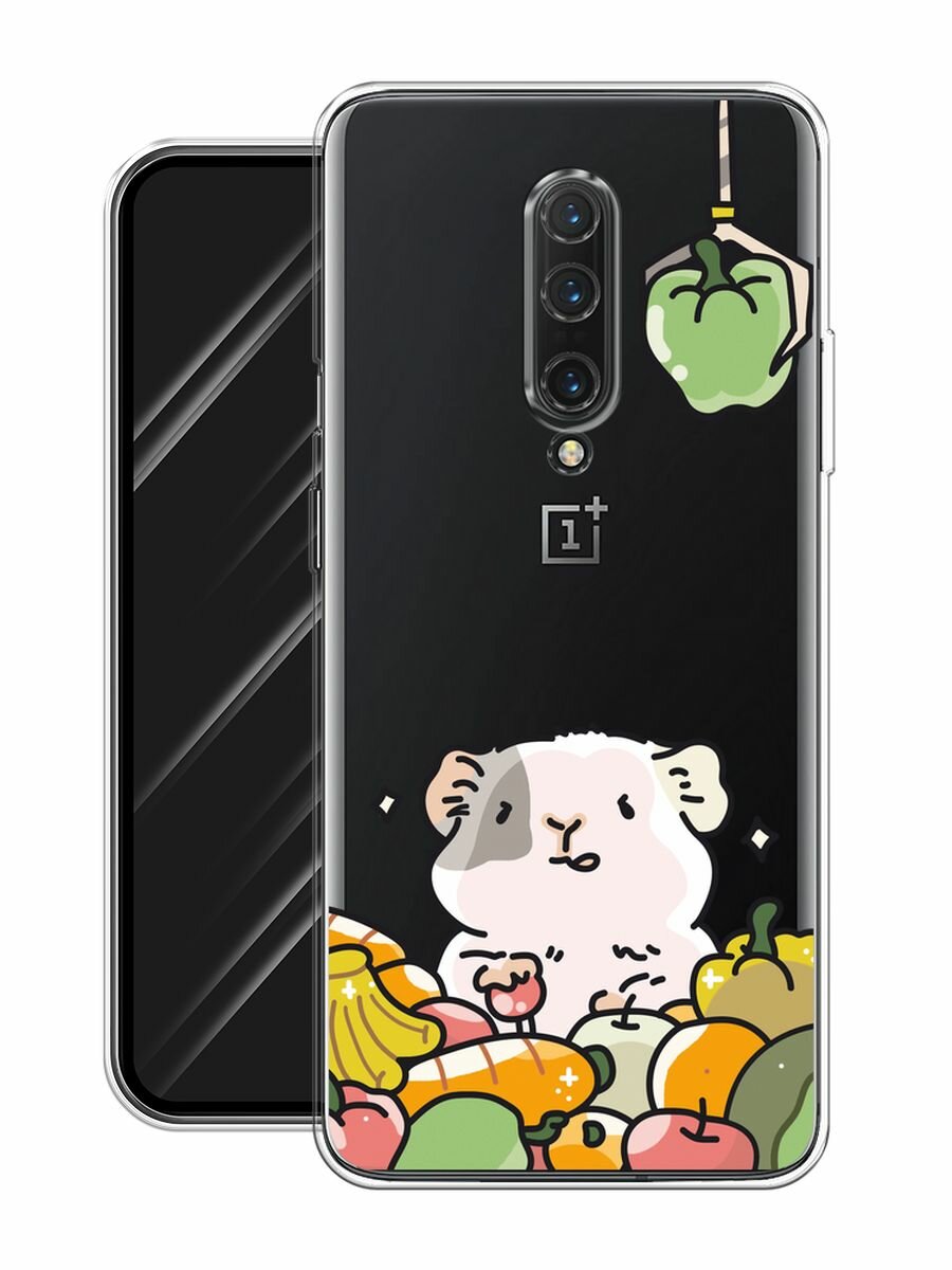 Чехол на OnePlus 8 / ВанПлас 8 с принтом "Пирующая морская свинка", прозрачный — фото 1