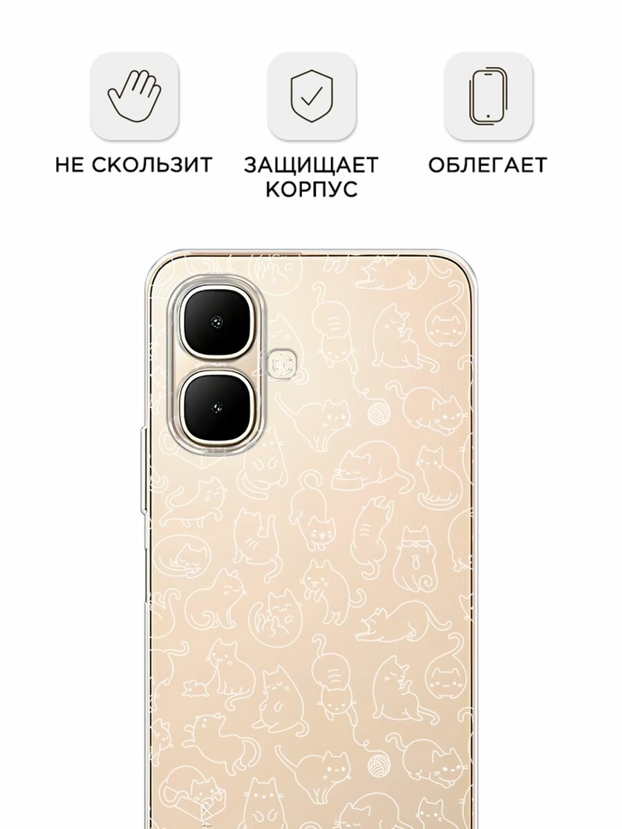 Чехол на Infinix Smart 10 / Инфиникс Смарт 10 с принтом "Шкодливые котики линии", прозрачный — фото 1