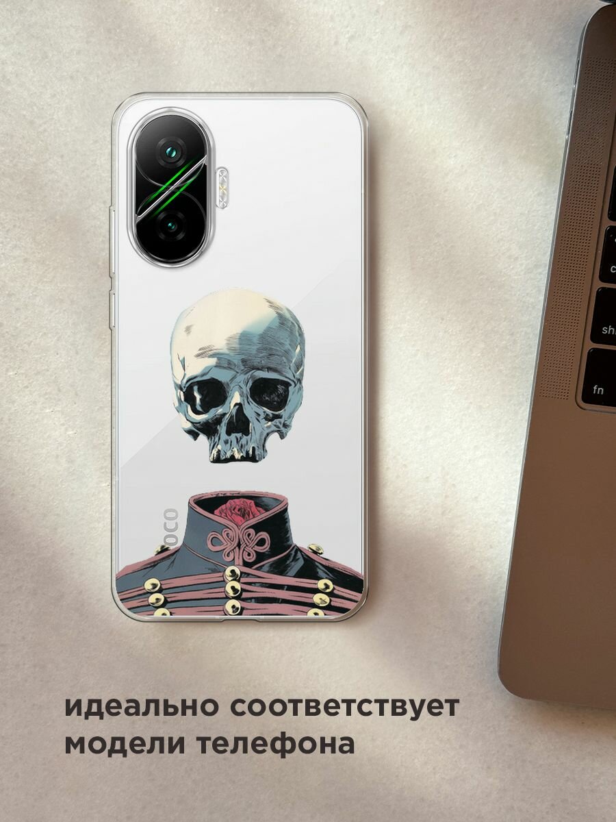 Силиконовый чехол на Poco F7 / Поко F7 с принтом "Гусар", прозрачный — фото 1
