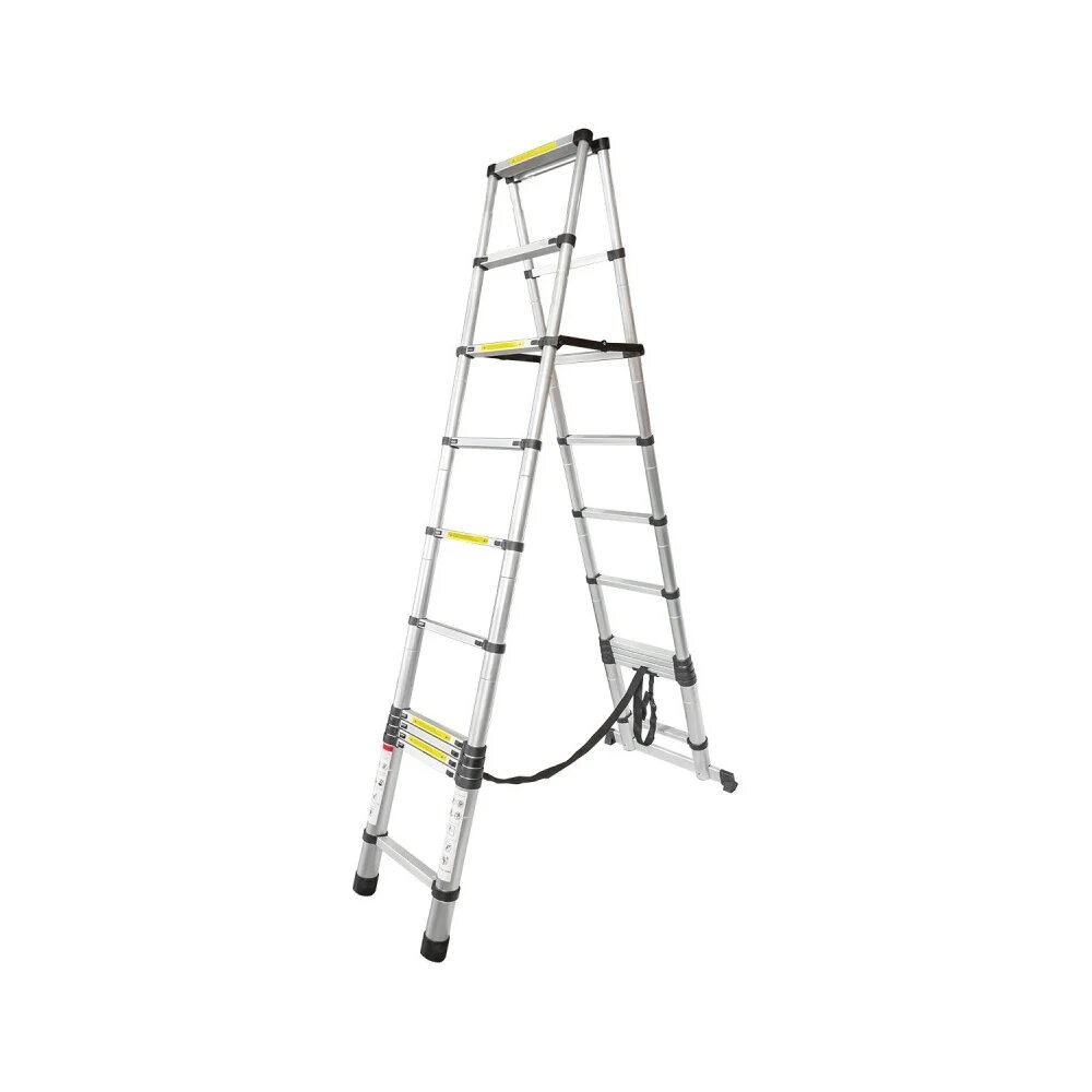 Телескопическая алюминиевая двухсекционная лестница-стремянка Forsage 3.2+3.2 м, 11+11 ступенек F-UP320-2