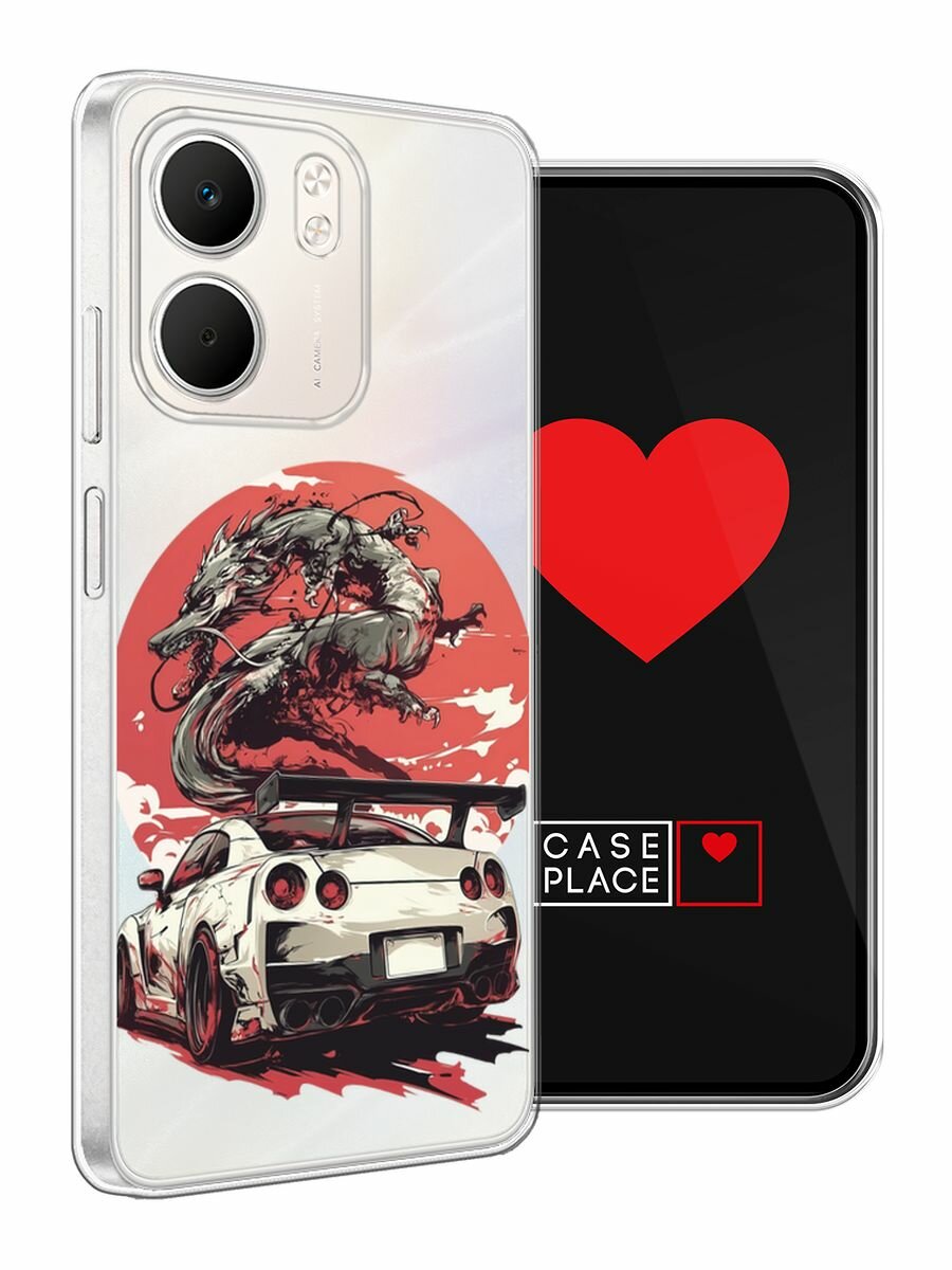 Чехол на Oppo A5x / Оппо А5x с принтом "Car and dragon", прозрачный — фото 1
