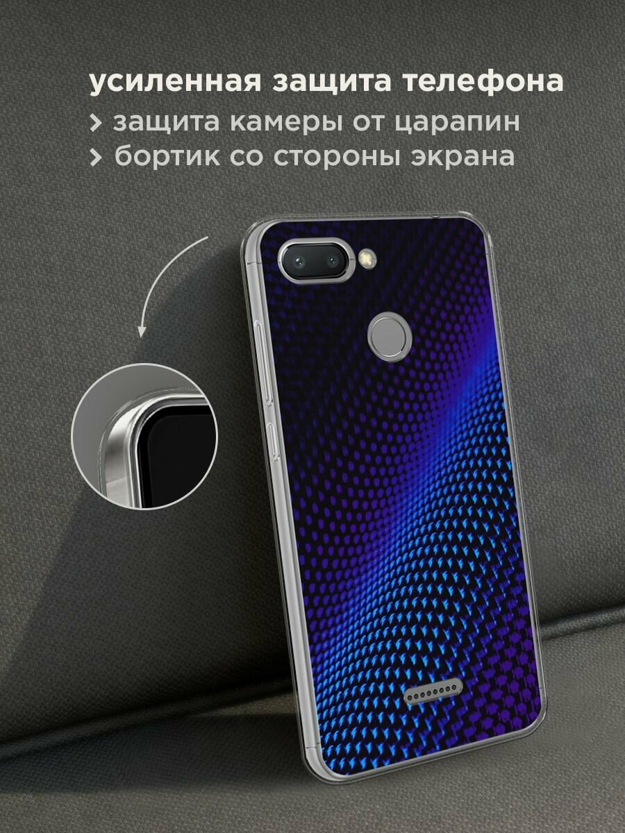 Чехол на Xiaomi Redmi 6 / Сяоми Редми 6 с принтом "Синий карбон" — фото 1