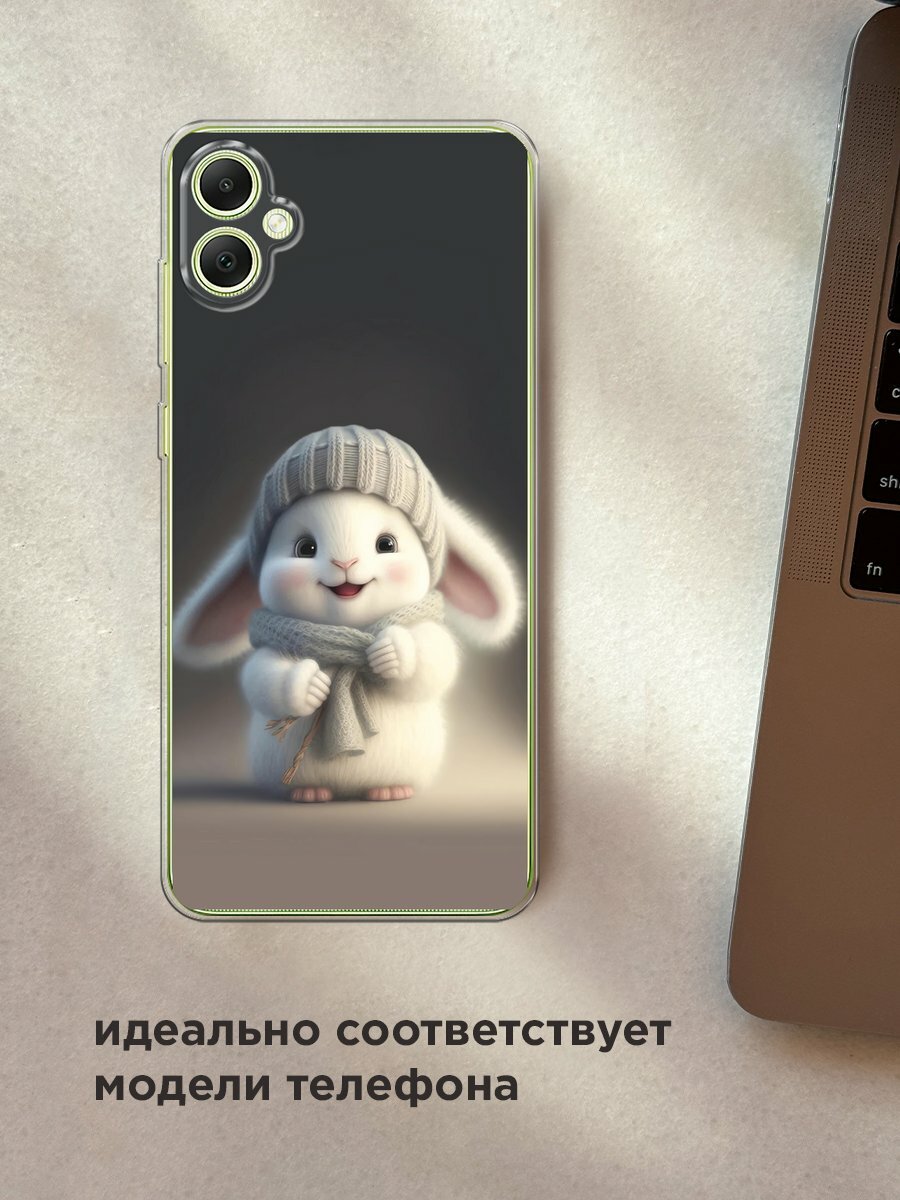 Чехол на Samsung Galaxy A05 / Самсунг Галакси A05 с принтом "Белый крольчонок в шапке" — фото 1