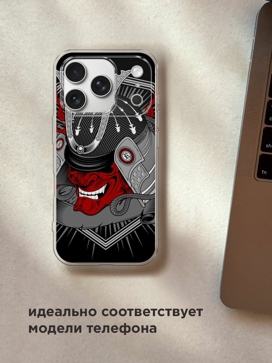 Чехол на Apple iPhone 17 Pro / Айфон 17 Про с принтом "Красная маска самурая" — фото 1