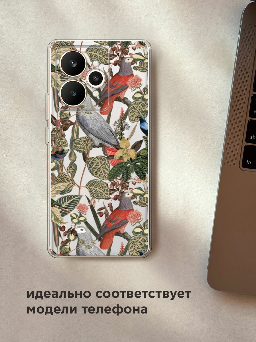 Чехол на Realme 15 / Реалми 15 с принтом "Tropical pattern", прозрачный — фото 1