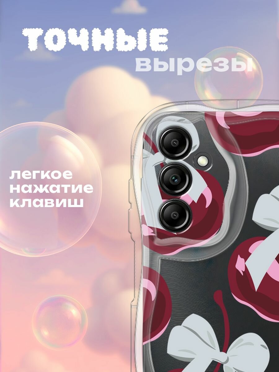 Чехол на Samsung Galaxy A15 / Самсунг А15 с принтом "Вишни с бантами" — фото 1