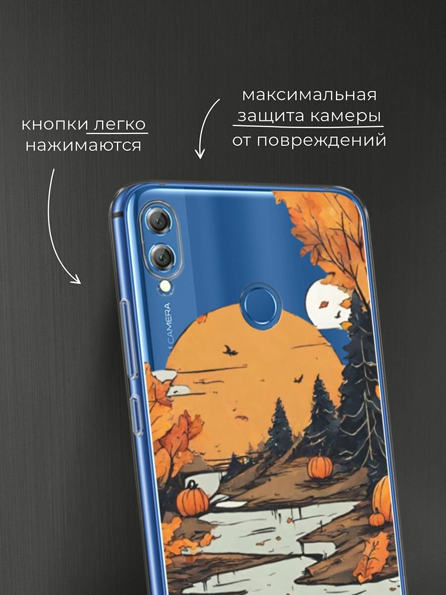 Чехол на Honor 8X / Хонор 8Х с принтом "Осенний лесной уголок", прозрачный — фото 1