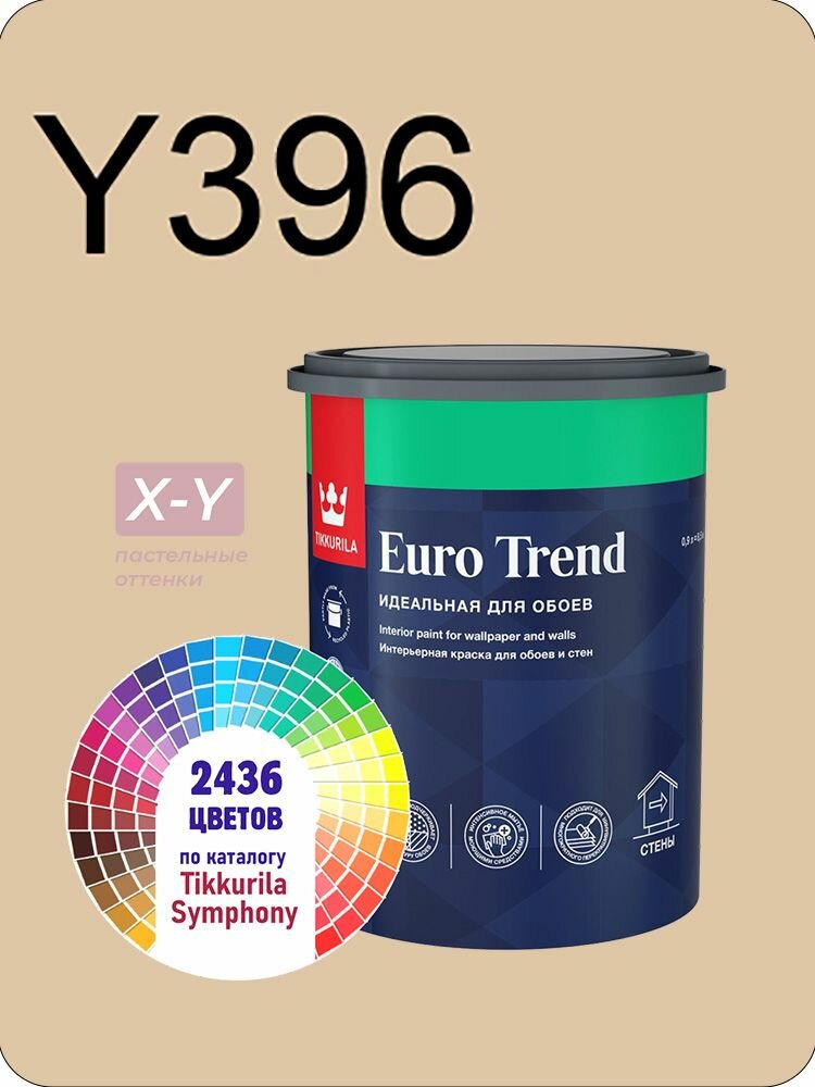 Краска для обоев Tikkurila Euro Trend 0,9л. пастельные оттенки Y396