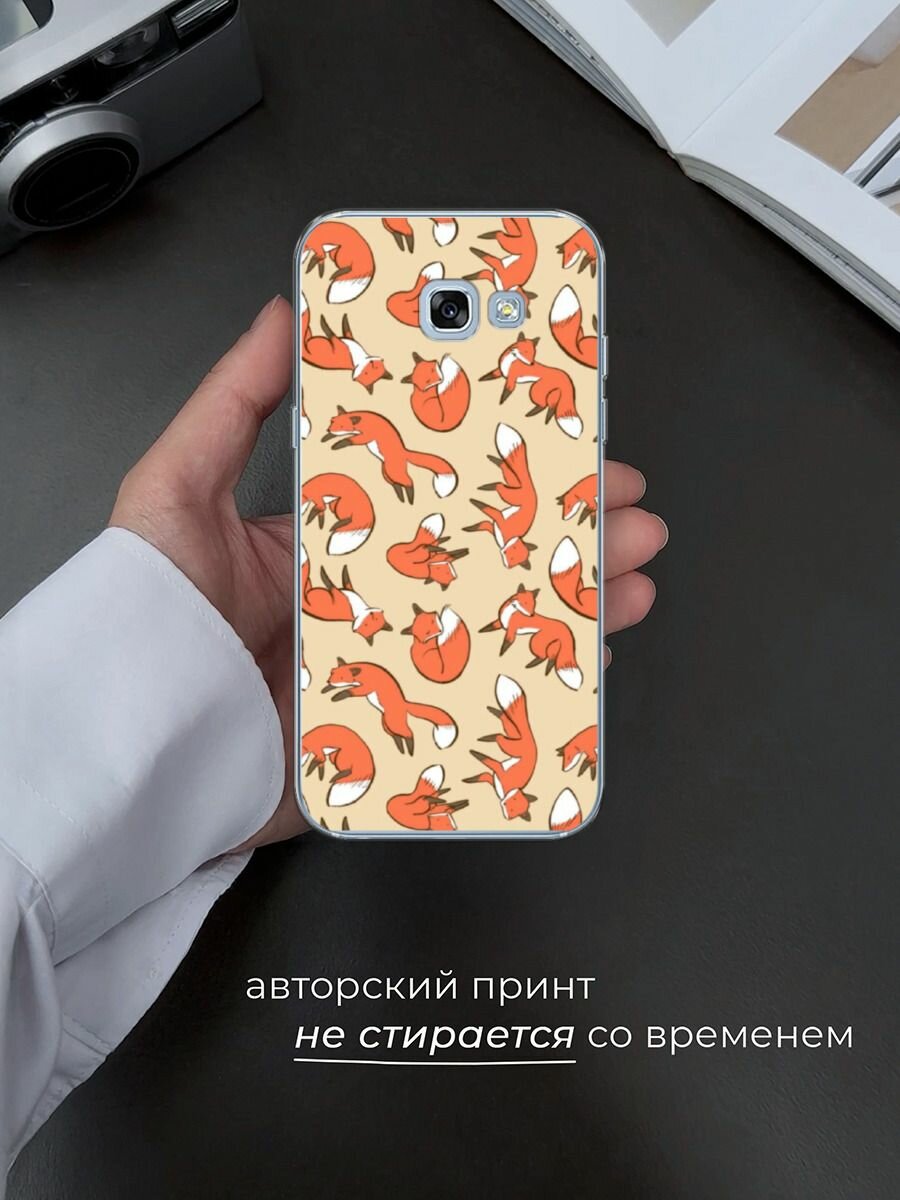 Чехол на Samsung Galaxy A5 2017 / Самсунг Галакси А5 2017 с принтом "Лисички фон" — фото 1