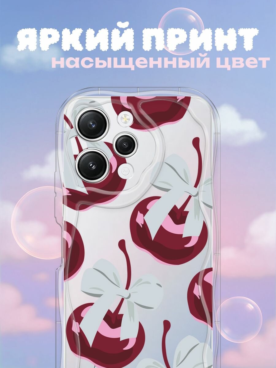 Чехол на Xiaomi Redmi 12 / Редми 12 с принтом "Вишни с бантами" — фото 1
