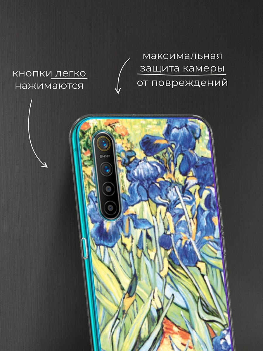 Силиконовый чехол на Realme XT / Реалми XT с принтом "Ирисы Ван Гог" — фото 1