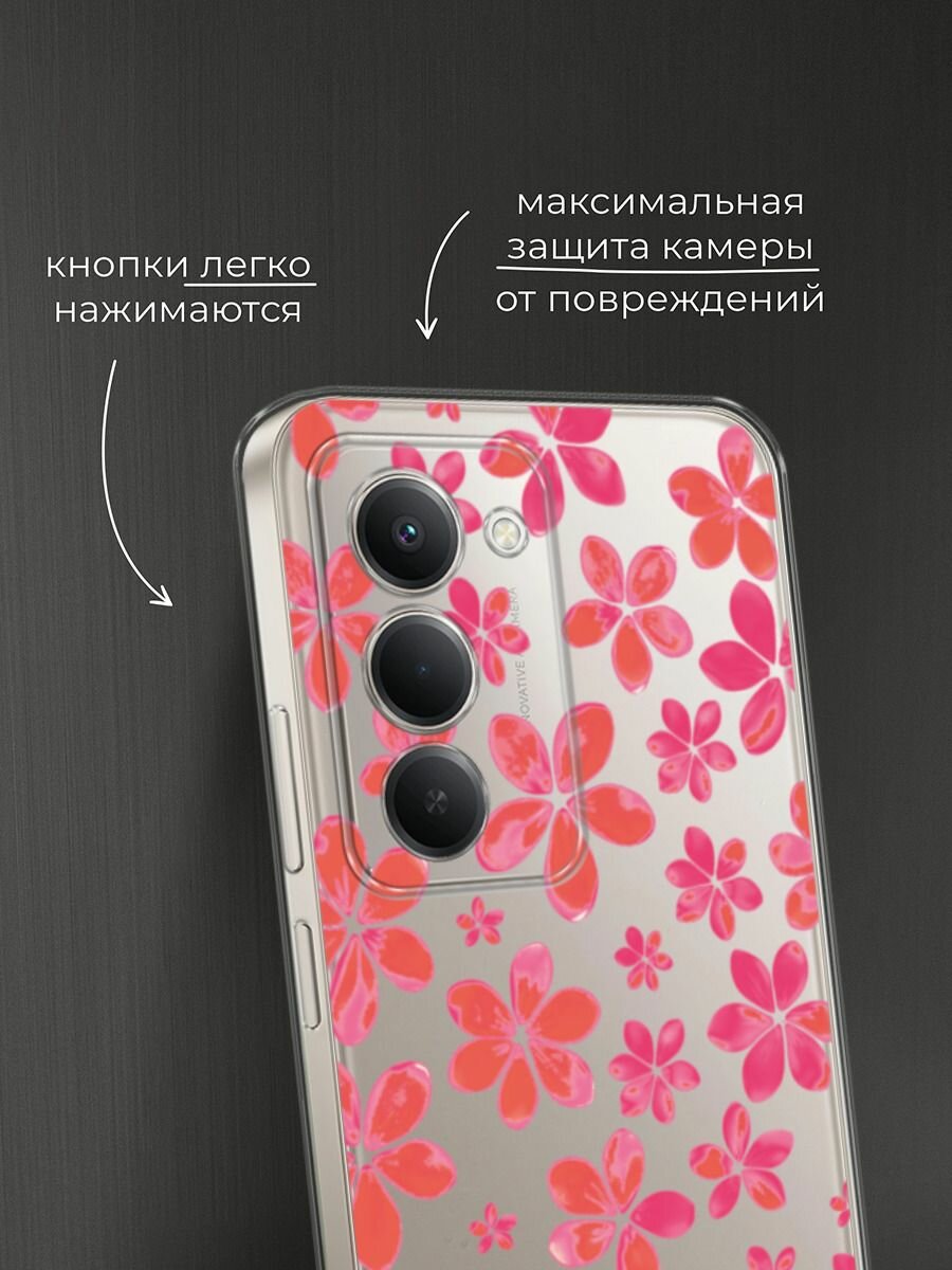Чехол на Xiaomi Redmi 15 / Сяоми Редми 15 с принтом "Росыпь ярких цветов", прозрачный — фото 1