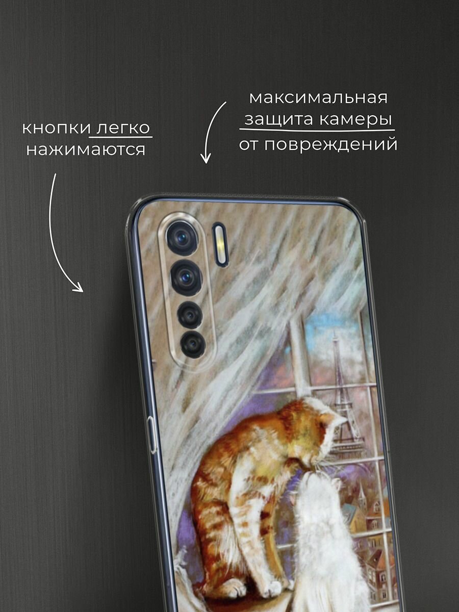 Чехол на Oppo A91/Reno 3 / Оппо A91/Рено 3 с принтом "Влюбленные котики 1" — фото 1