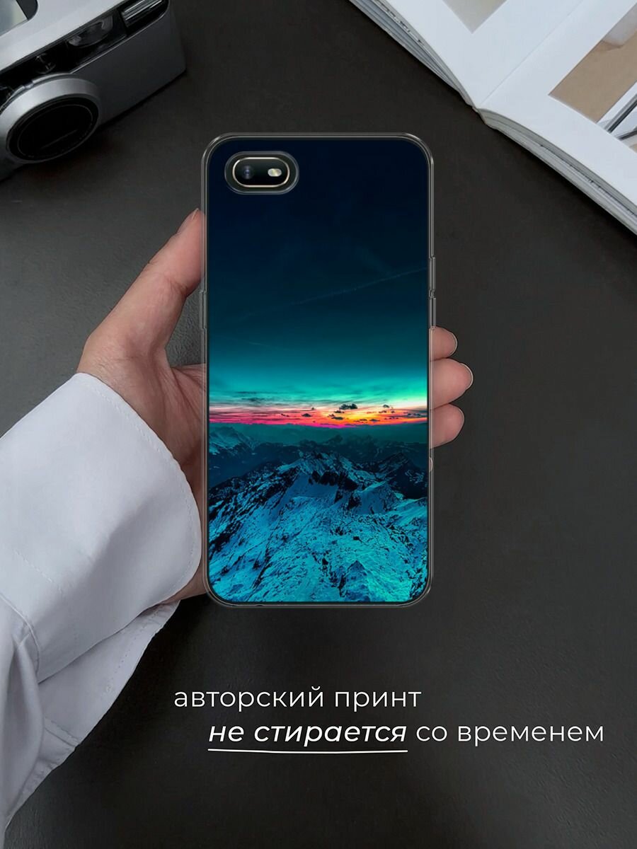 Силиконовый чехол на Oppo A1k / Оппо А1к с принтом "Закат в горах" — фото 1