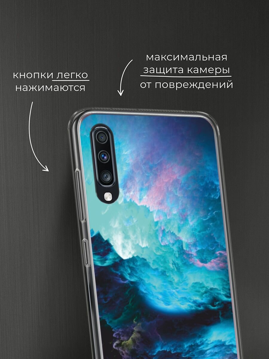 Чехол на Samsung Galaxy A70 / Самсунг Галакси А70 с принтом "Бирюзовое небо" — фото 1