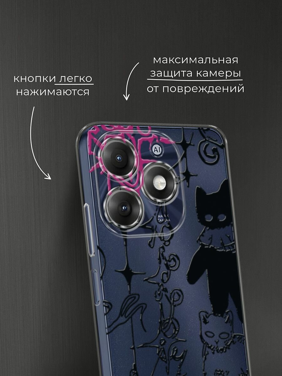 Чехол на Itel A70 / Ител А70 с принтом "Готические котики" — фото 1