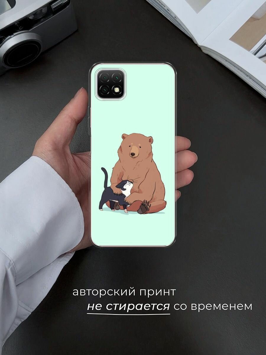 Чехол на Wiko T3 / Вико Т3 с принтом "Медведь и кошка дружба" — фото 1