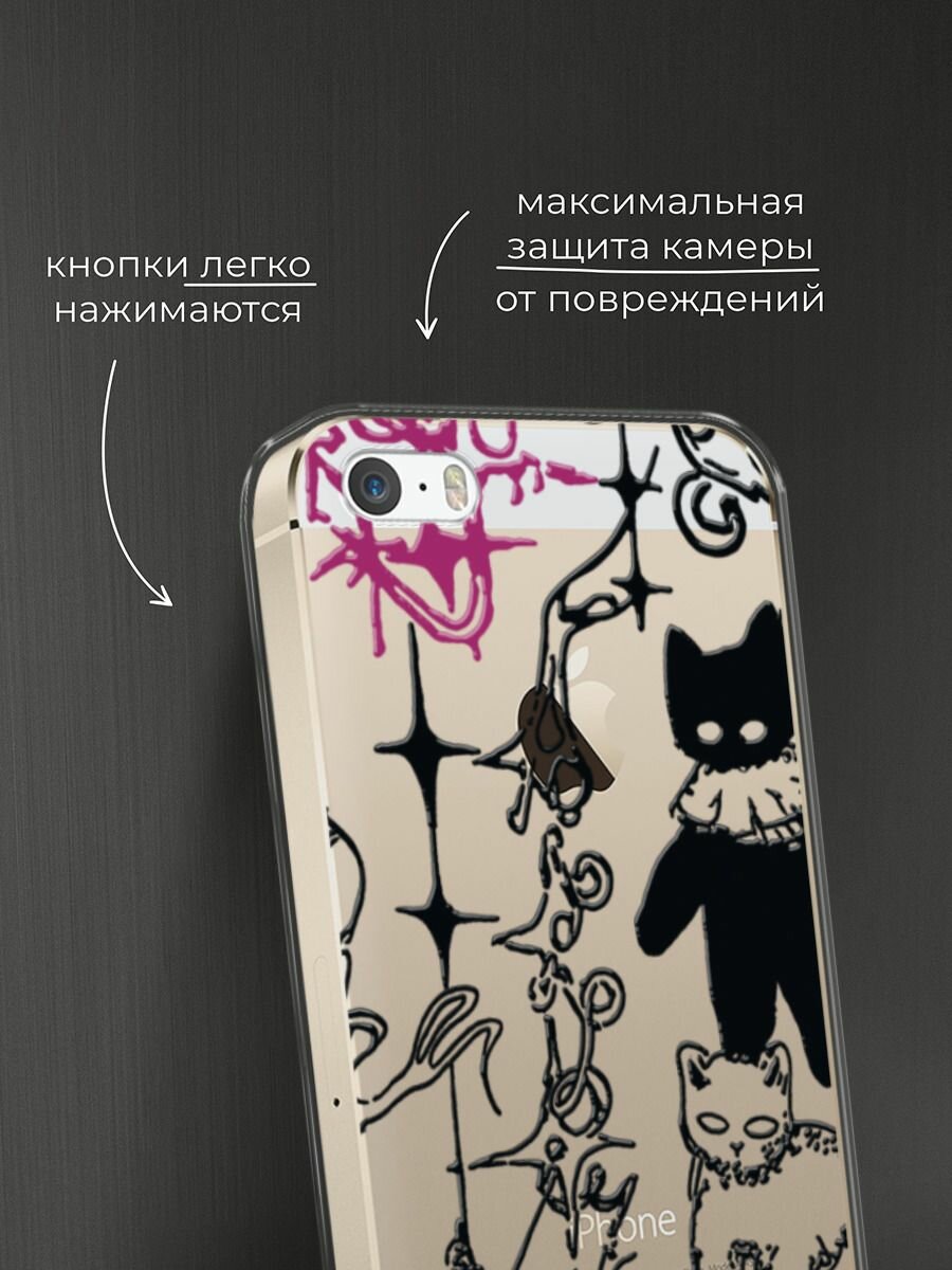 Чехол на Apple iPhone 5/5S/SE / Айфон 5/5S/SE с принтом "Готические котики" — фото 1