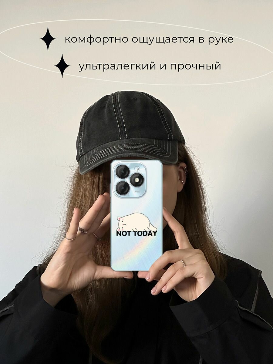 Чехол на Itel P55 / Ител Р55 с принтом "Cat not today", прозрачный — фото 1