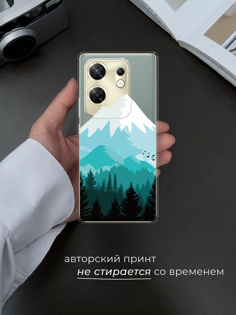 Чехол на Infinix Zero 30 4G / Инфиникс Зеро 30 4G с принтом "Синяя снежная гора", прозрачный — фото 1