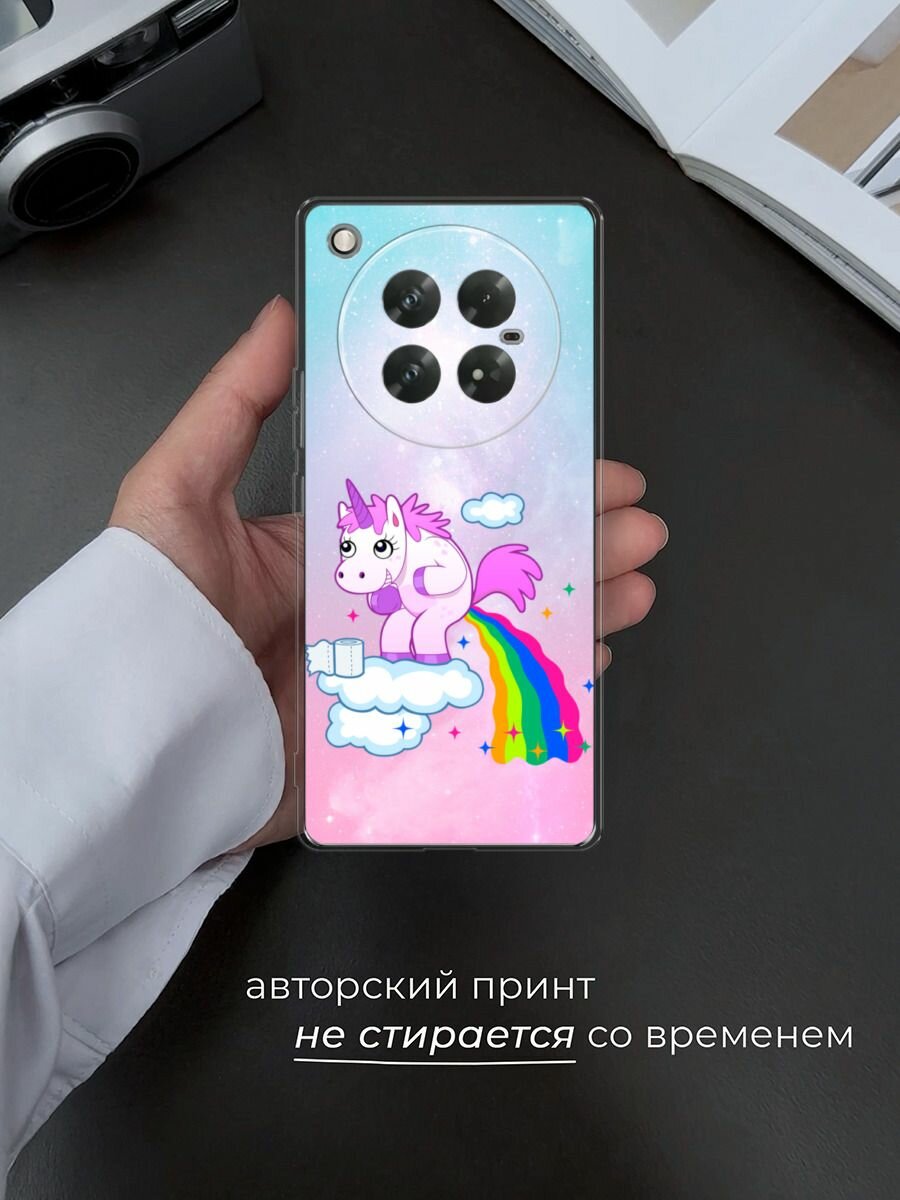 Чехол на Infinix Zero 40 5G / Инфиникс Зеро 40 5G с принтом "Единорог какает" — фото 1