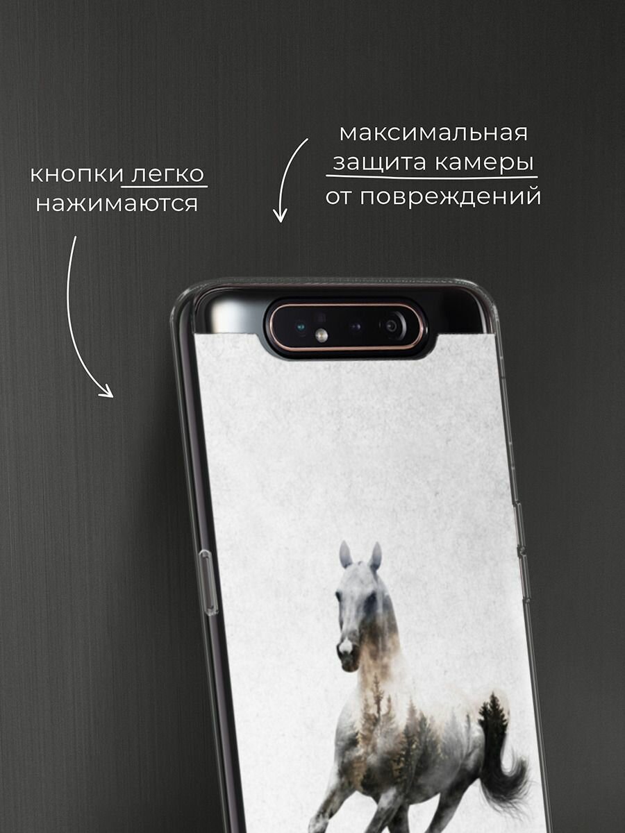 Чехол на Samsung Galaxy A80 / Самсунг Гэлакси A80 с принтом "Лошадь лес" — фото 1