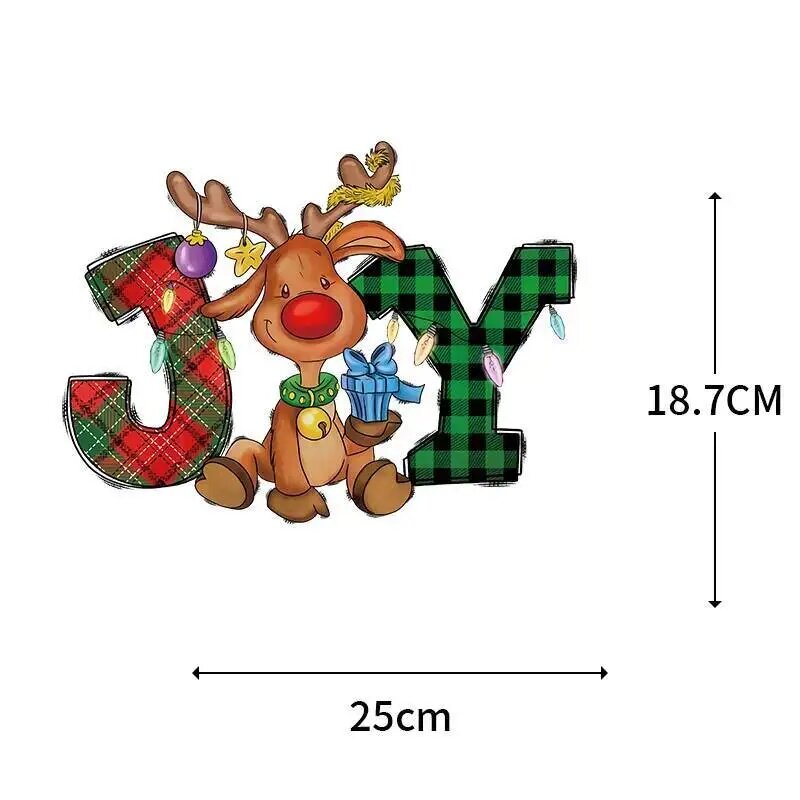 Рождественская нашивка "Joy" с оленем, 25x18.7 см, Цвет: yzhth00143-14