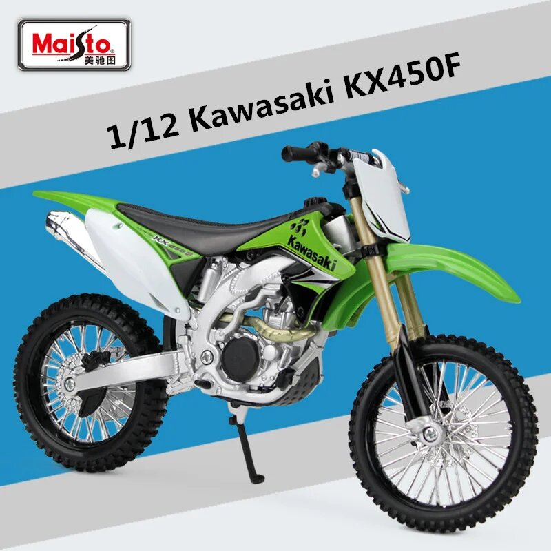 Модель спортивного мотоцикла Maisto 1:12 Kawasaki KX450F из сплава, модель металлического уличного кросс-кантри, Модель гоночного мотоцикла, подарки для детей, Зеленый