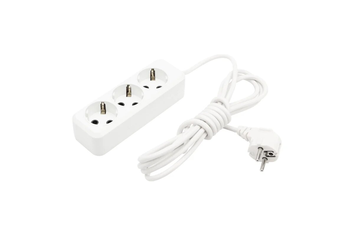 REXANT удлинитель 3 гнезда 3 м с заземлением 3х1.0 мм2 белый корпус 11-8734