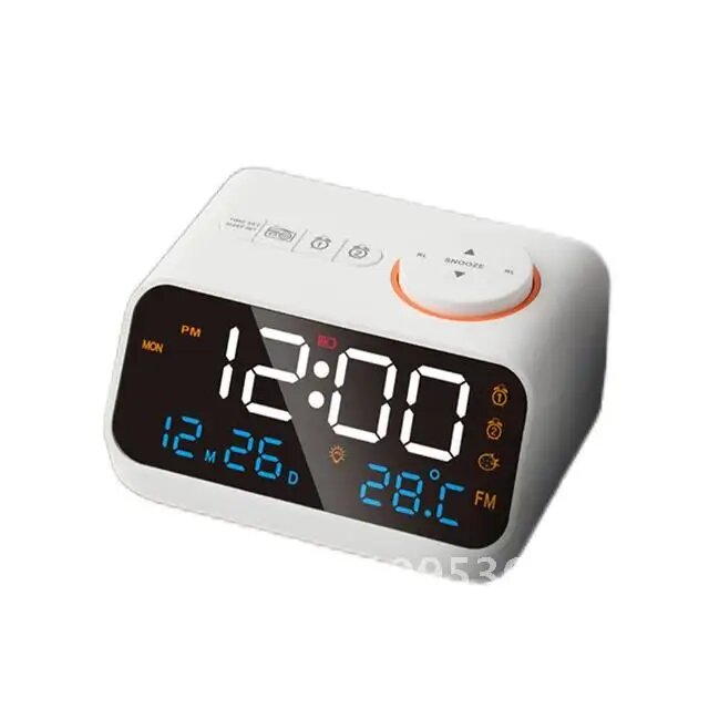 Цифровые радиочасы с будильником LED, Белый