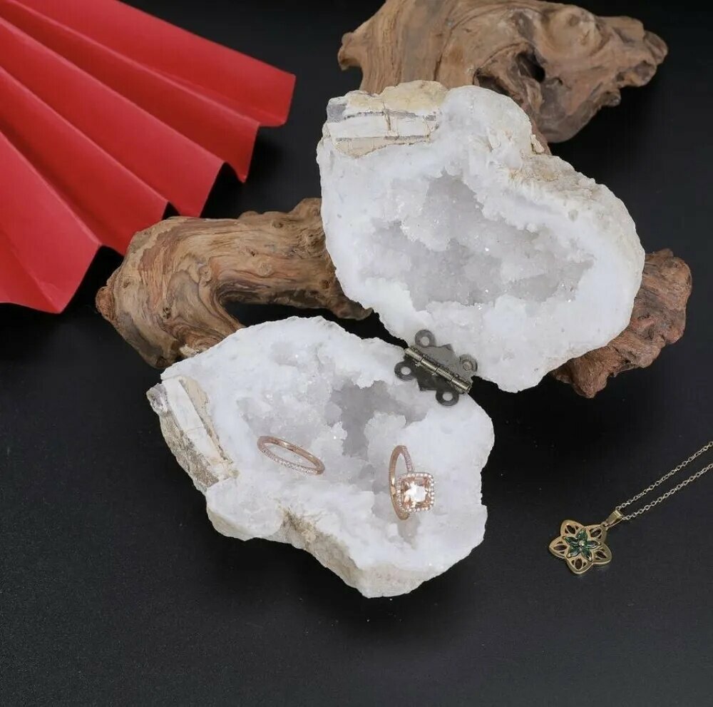 Шкатулка для драгоценностей из натуральной белой марокканской жеоды и агата, роскошное украшение crystal cave