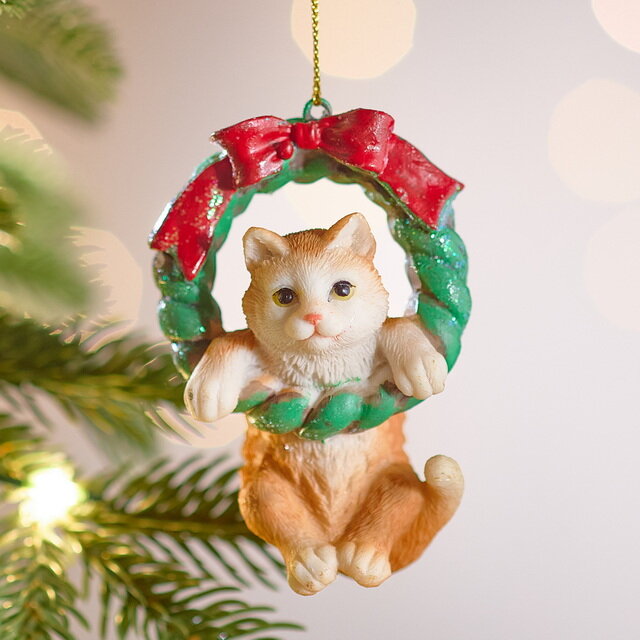 Елочная игрушка Кот Джерри на венке 9 см, Winter Deco, 1001050