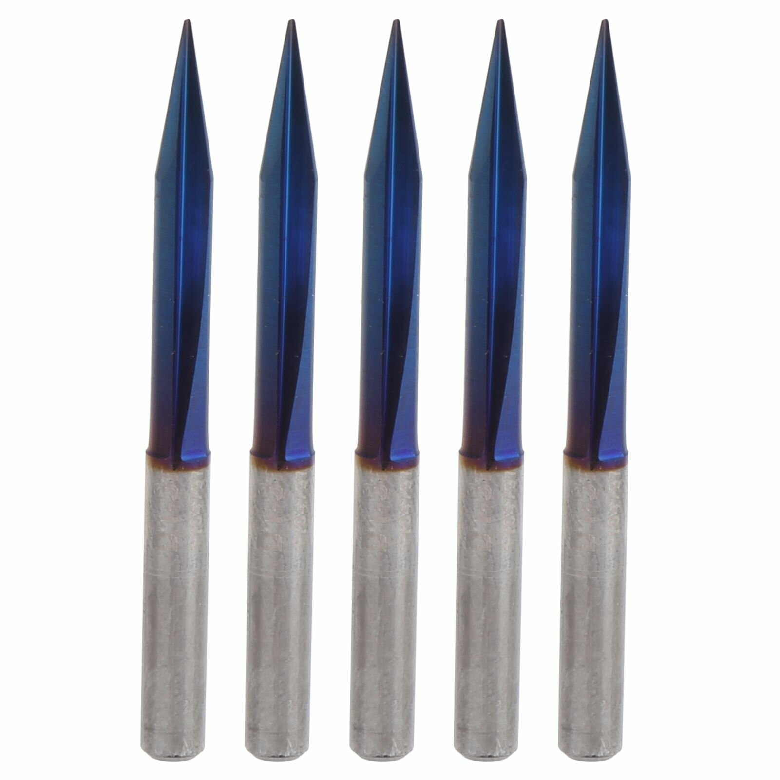 5 шт, 2 канавки, прямые канавки, V-образные биты, синяя гравировальная фреза, 4 x 0,5 x 20 мм