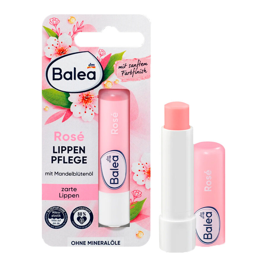 Детская гигиеническая помада Balea Rose, с маслом ши и витамином E, 4.8 г, 1 шт.