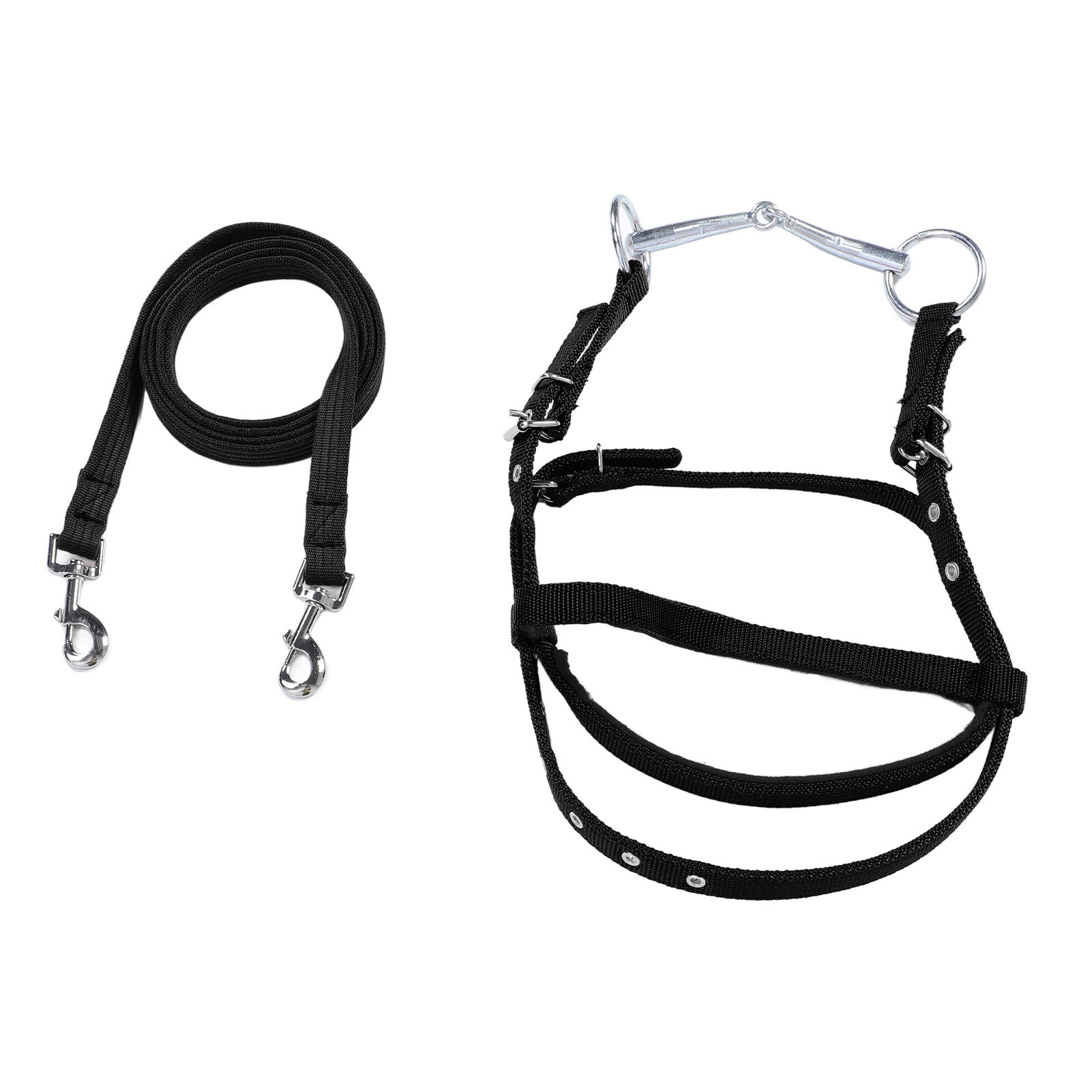 Вожжи для уздечки из нейлона, стильные, регулируемые, поводья для уздечки для верховой езды, черного цвета, размер S (для пони ростом до 1,3 метра в холке)