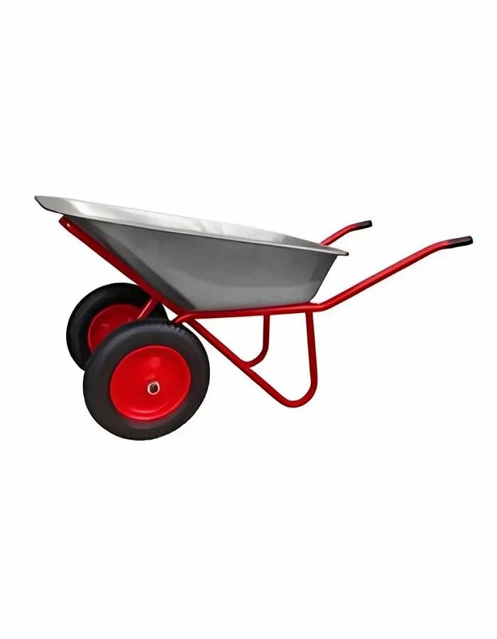 Тачка строительная, садовая 2 колёсная WB5009MS2 118л, б/к, БТМ 250кг, профиль, тёмно-красная 25 (ск)