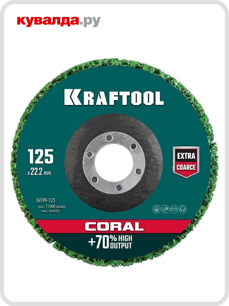 Круг синтетический коралловый KRAFTOOL CORAL 125х22,2мм