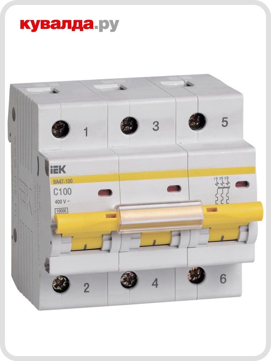 Автоматический выключатель IEK ВА47-100 3Р 100А 10кА С