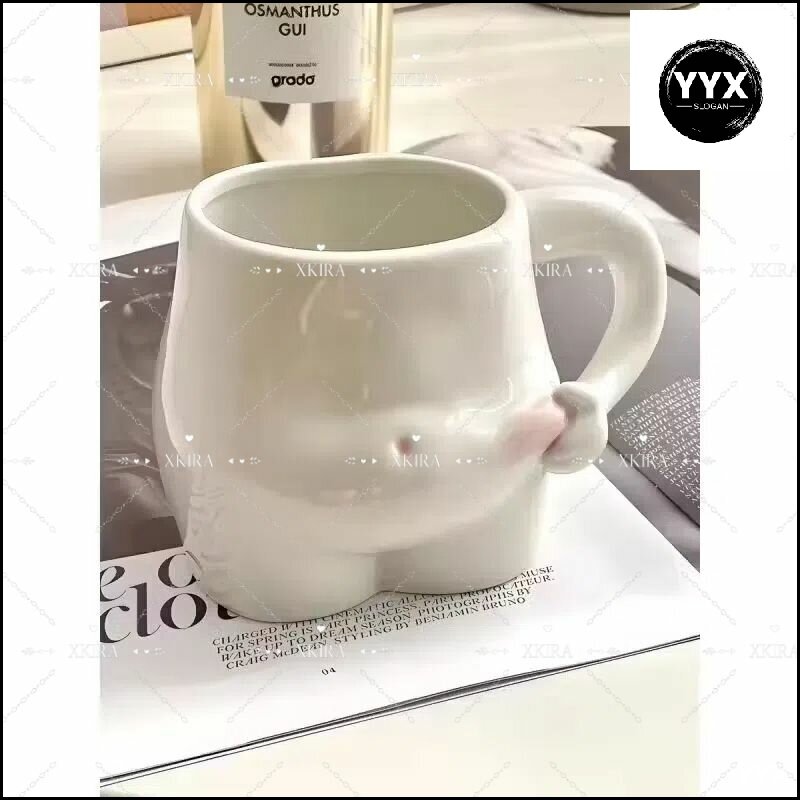 Юмористическая керамическая кружка “пузатый силуэт”, двойные стенки, ручная работа