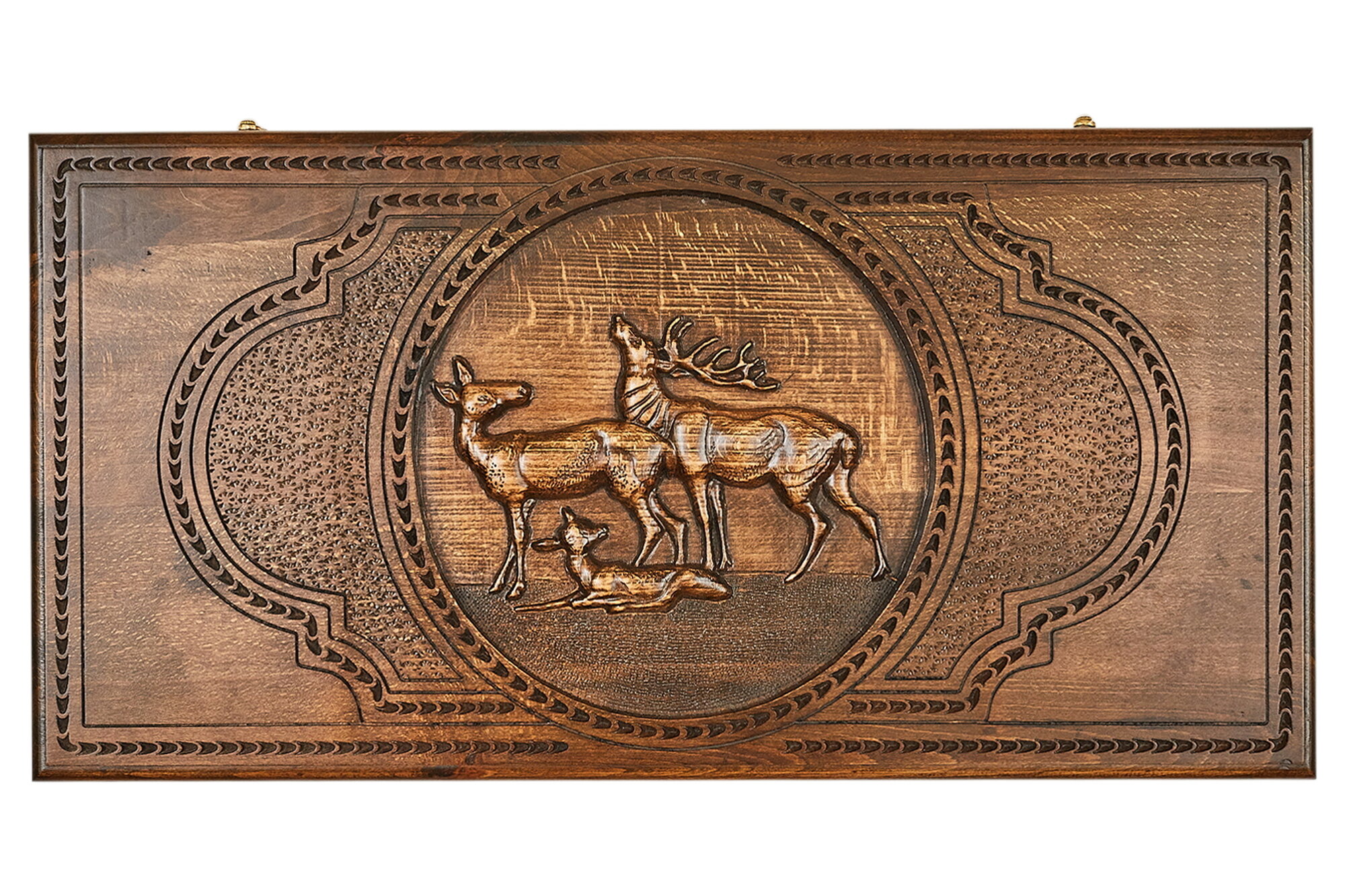 Нарды резные Олень, Mkhitaryan подарочные большие деревянные из бука резаные / 60х60 / армянские