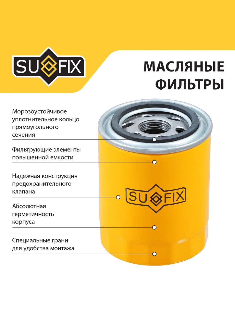 Фильтр масляный для TOYOTA COROLLA, RAV4, LAND CRUISER / LEXUS GS, GX, IS / SUFIX SP-1147 — фото 1