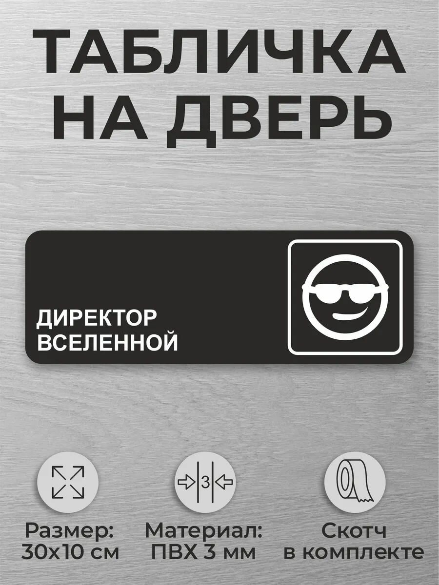 Черная табличка на дверь кабинета "Директор вселенной"