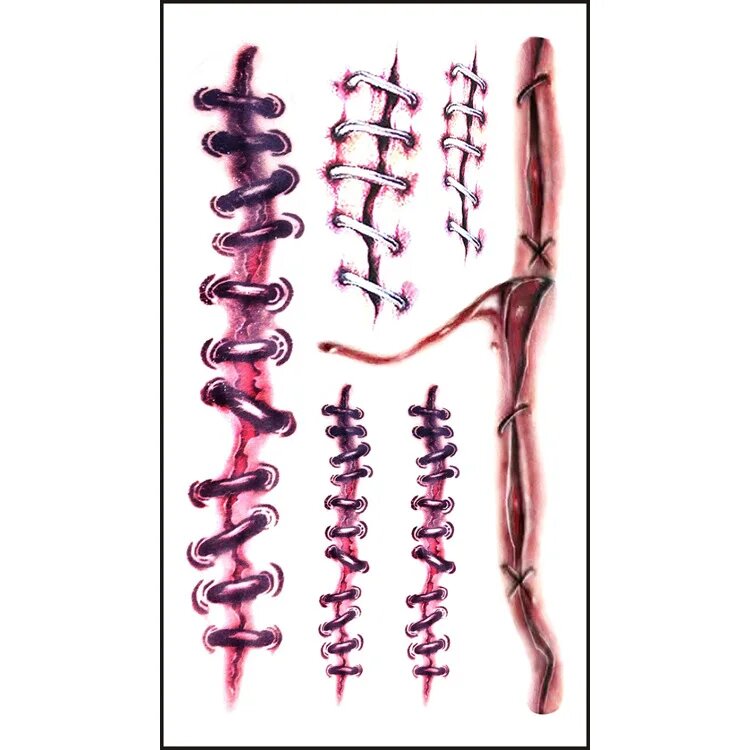 Водостойкая временная татуировка-наклейка на Хэллоуин, страшная рана, Реалистичная травма крови, наклейка-татуировка, кровавый макияж E