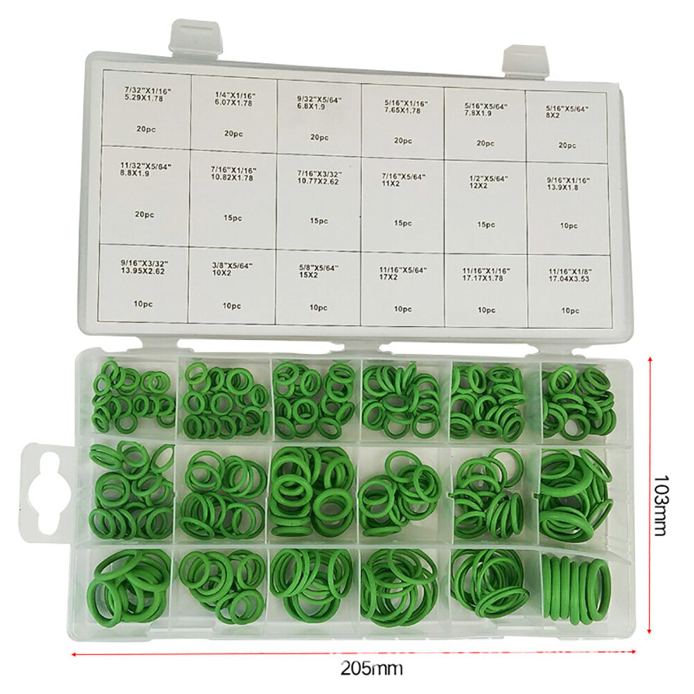 270 штук 18 размеров резиновое уплотнительное кольцо для ремонта авто компрессоров кондиционеров с пластиковой коробкой