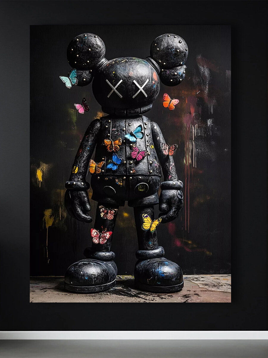 Картина на холсте - "KAWS / кавс, Микки Маус" , 30х40 см.