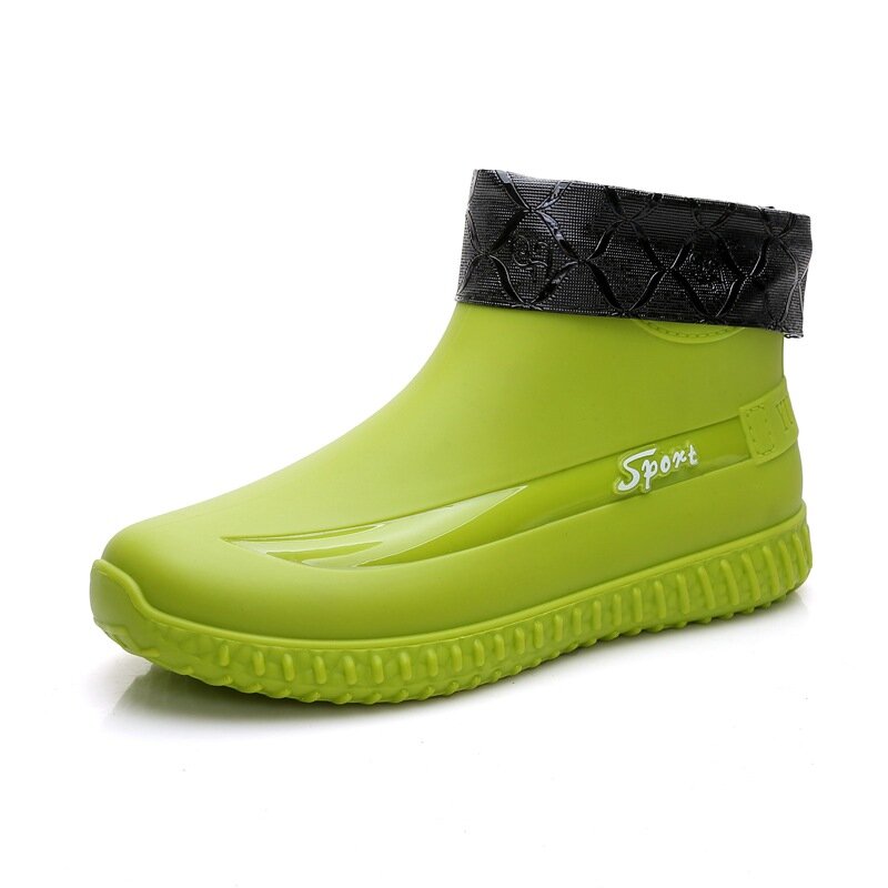 Новые стильные резиновые сапоги для мальчиков и подростков, короткие силиконовые нескользящие модные парные туфли на плоской подошве с флисовой подкладкой, водонепроницаемые резиновые сапоги для студентов